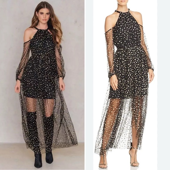 TALULAH | Dresses | La Maison Talulah Xs Black Gold Glitter Cold ...